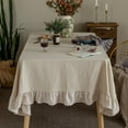 Glory Season Retro Farmhouse Ruffle Cotton Tablecloth 60x102 inches ...