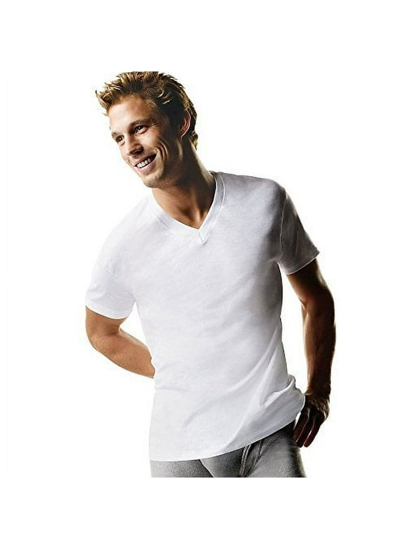 Hanes Mens Comfortsoft White Tagless Pack V Neck Shirt