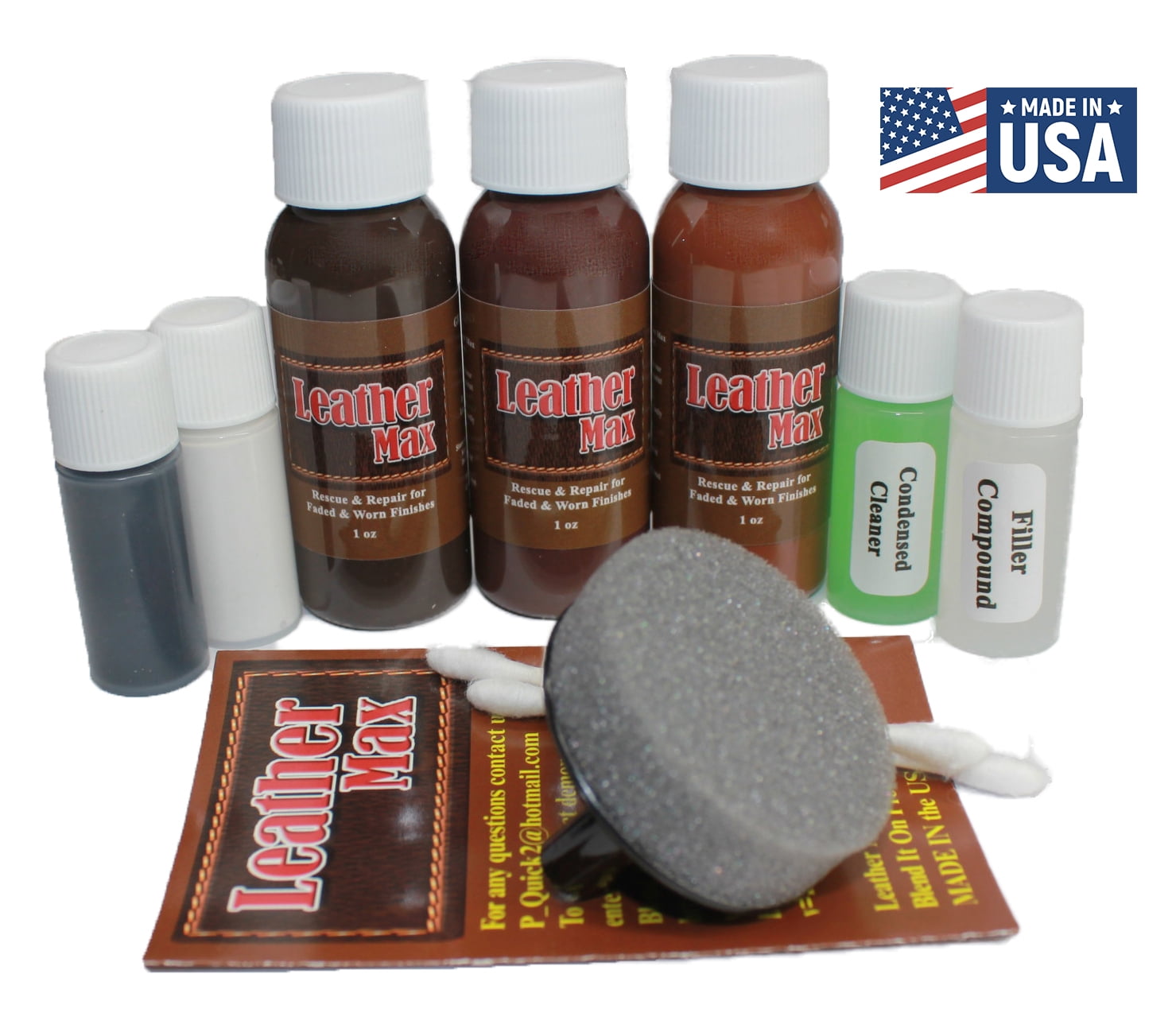Leather Max Complete Leather Refinish, Restore, Recolor & Repair Kit ...