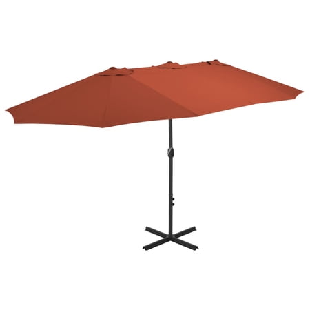 vidaXL Outdoor Parasol with Aluminium Pole 460x270 cm Terracotta ...