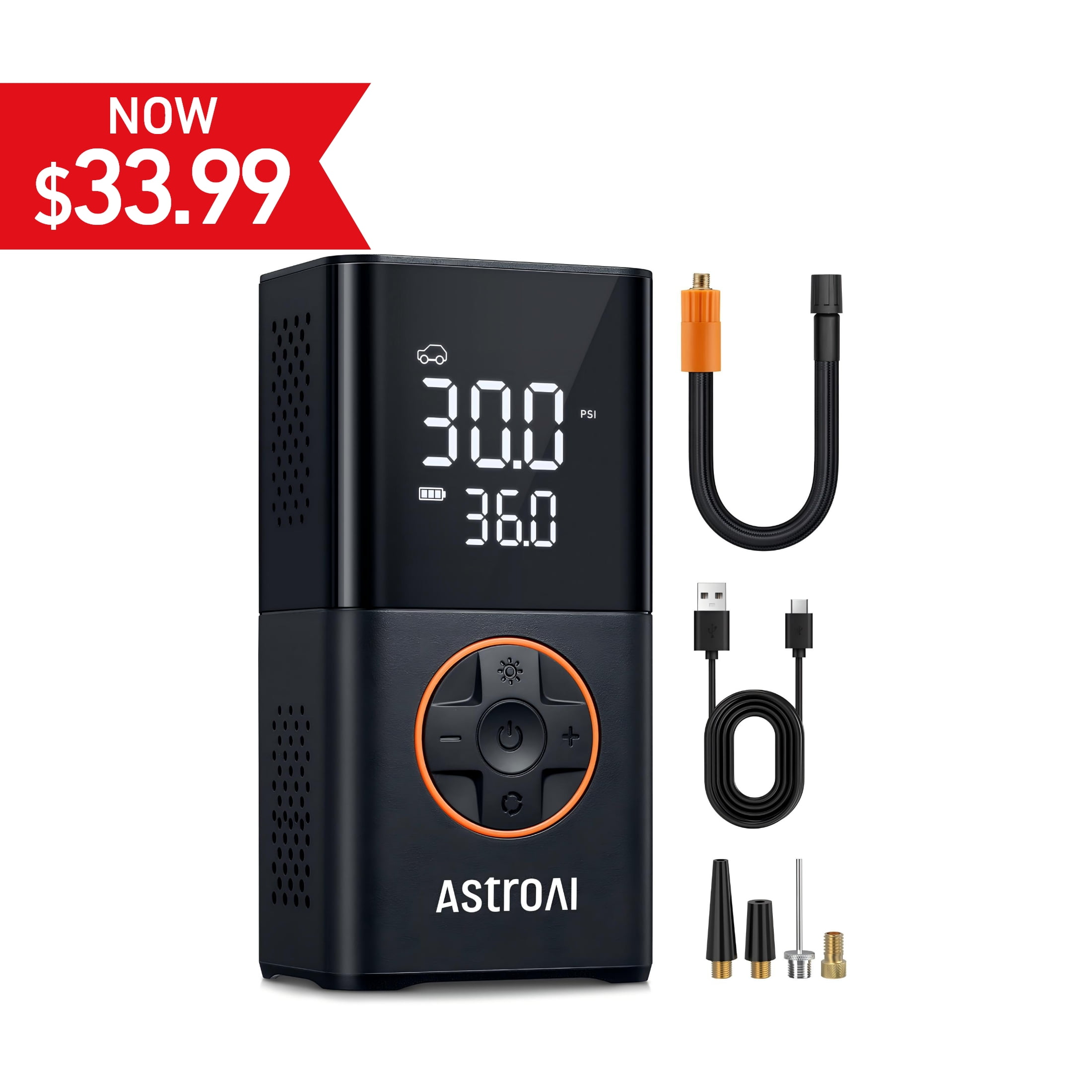 AstroAI L7 Tire Inflator Portable Air Compressor, 150 PSI Cordless Bike Pump with Digital Dual ...