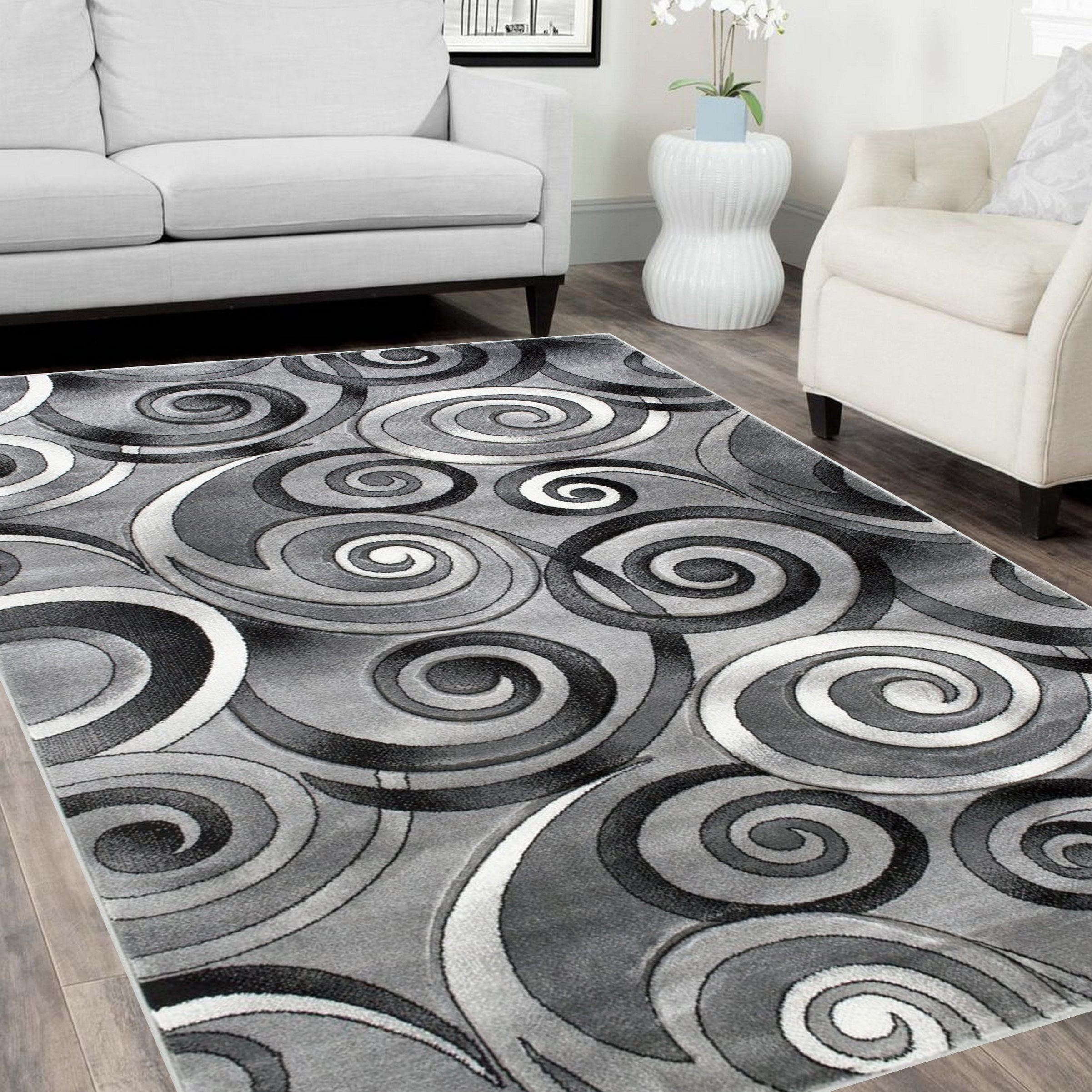 Handcraft Rugs-Spiral/Swirls Modern Contemporary Hand Carved Area Rug ...