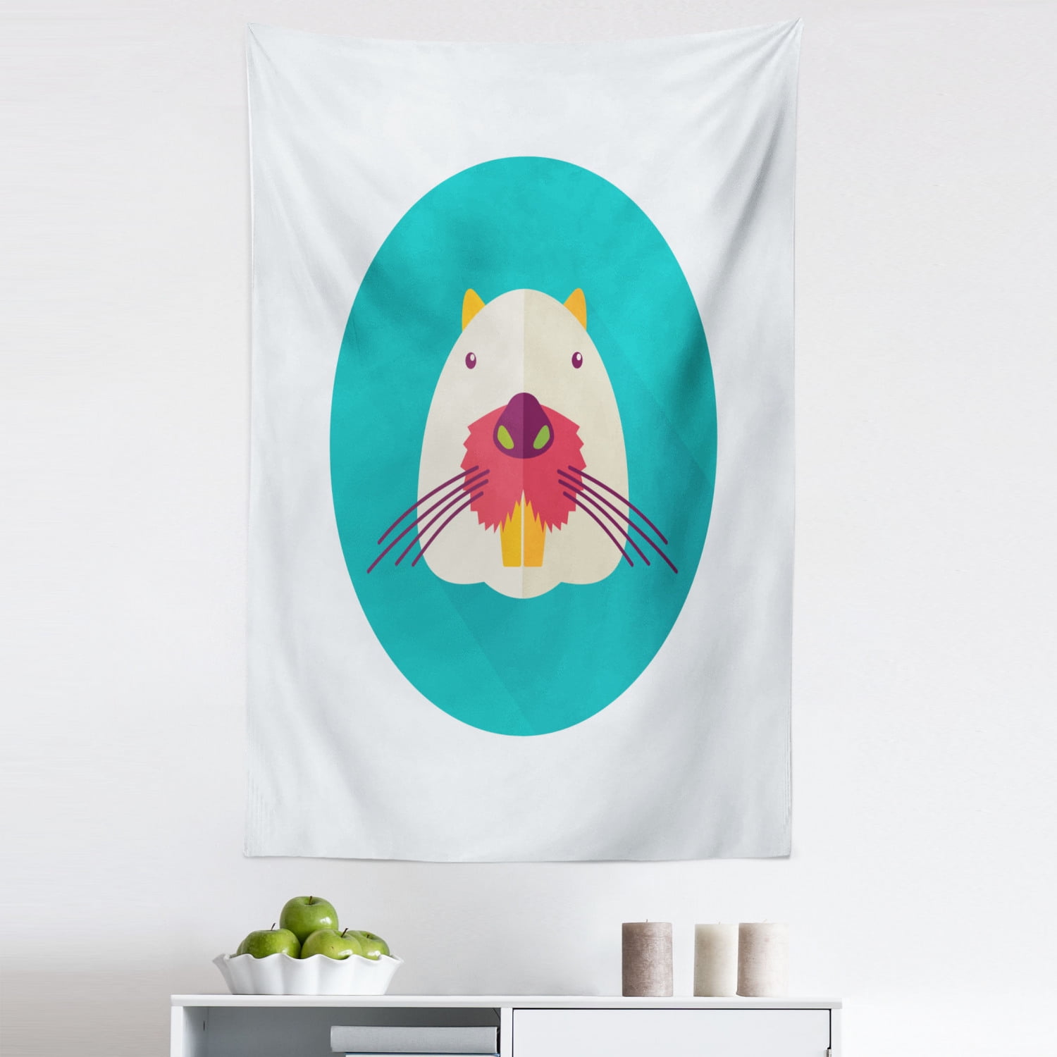 Colorful Tapestry, Beaver Portrait with Small Eyes and Giant Teeth ...