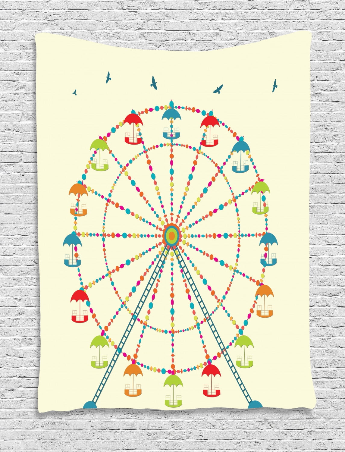 Ferris Wheel Tapestry, Weekend Enjoyment Concept Ferris Wheel Image ...