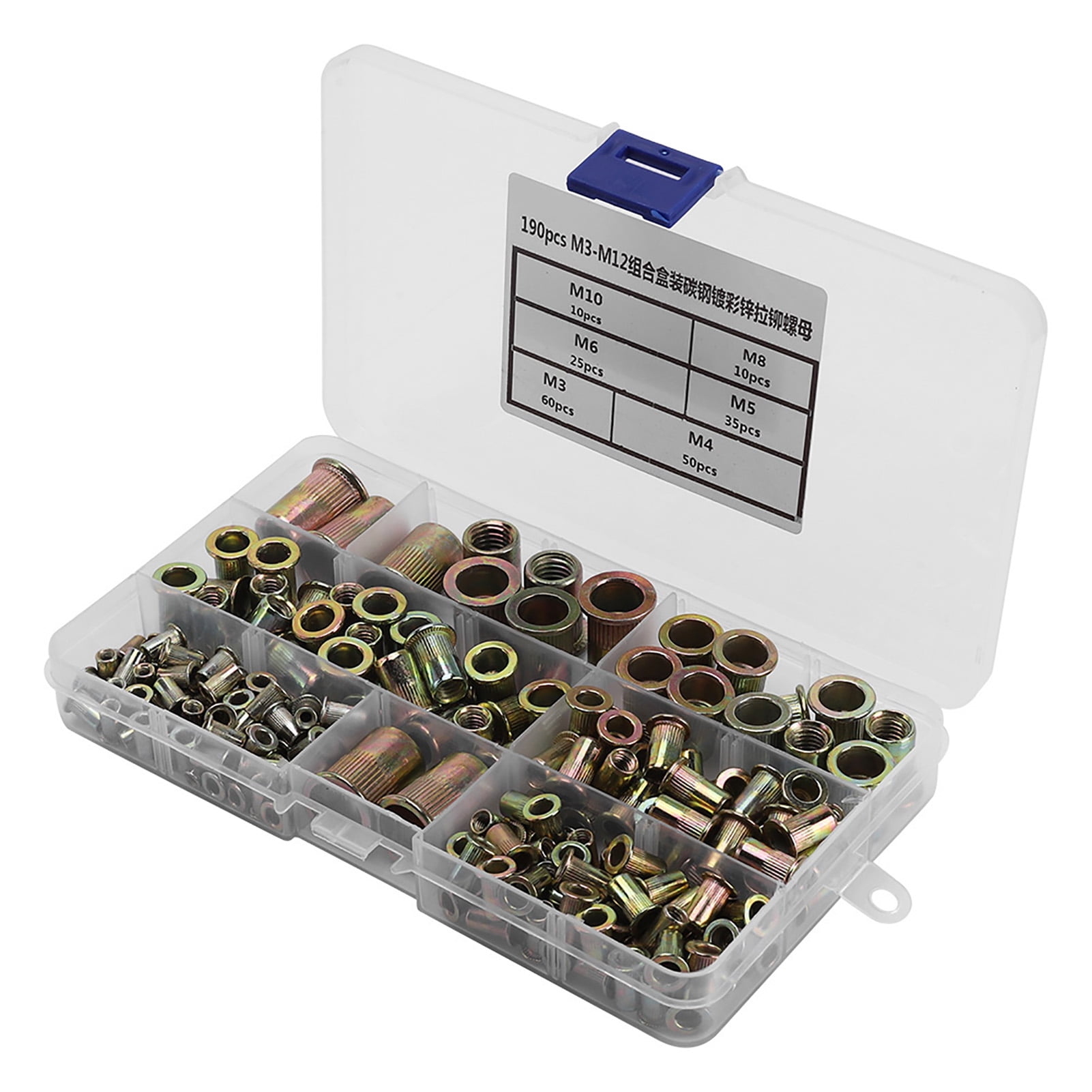 Tuerca de Remache ANGGREK Remache Plano Roscado Acero al carbono 190 ...