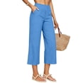 Cotton Linen Pants for Women Summer Casual High Waist Wide Leg Cropped ...