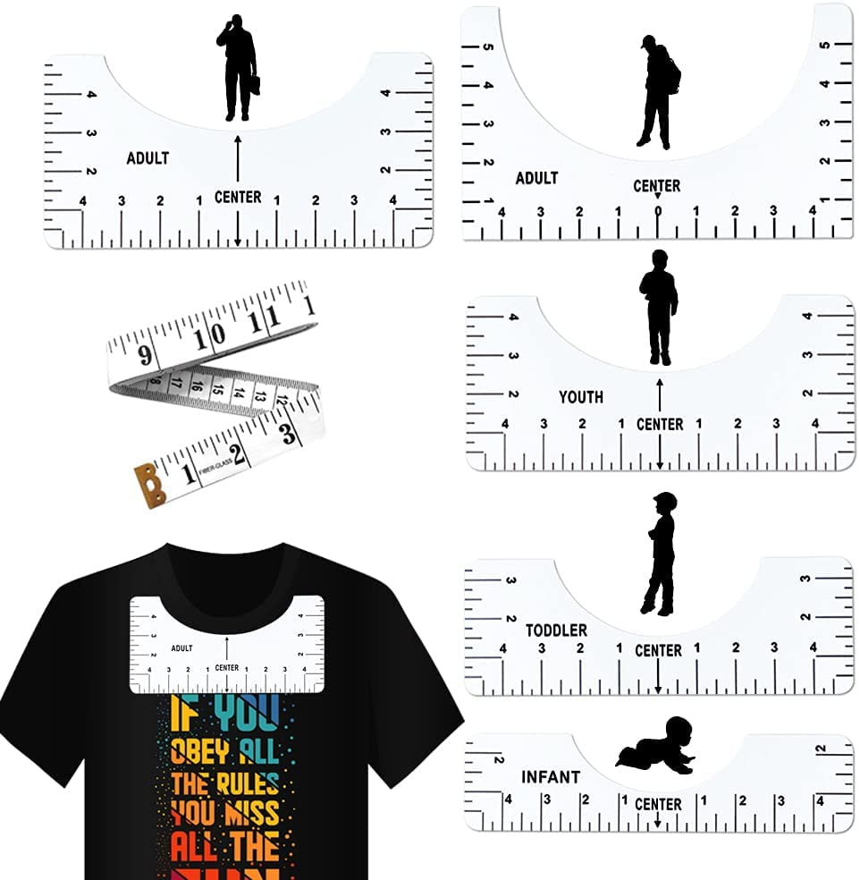 6 Pcs T-Shirt Ruler Guide Alignment Tool to Center Designs, Tshirt ...