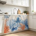 Blue Ocean Octopus Cabinet Curtain 28"W x 51"L, Coastal Nautical Coral ...