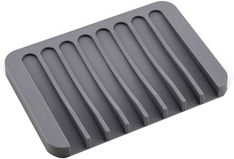Soap Dish Tray Non-Slip Silicone Rubber Soap Holder Shower Waterfall ...