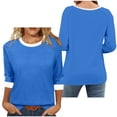 Dlentnea 3/4 Sleeve Shirt for Womens Crew Neck Casual Trendy Summer ...
