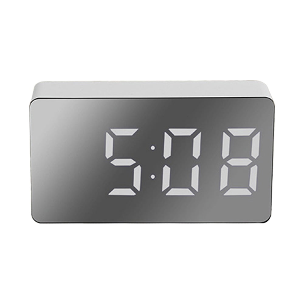 Virwir Digital Alarm Clock LED Mirror Electronic Clocks 12/24H USB ...