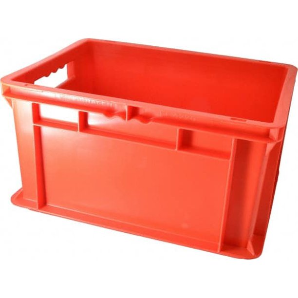 SSI Schaefer Open Top Stacking Tote, 0.71 Cu Ft, Red Polypropylene ...