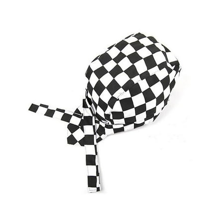 Fashion Checkered Chefs Hat Kitchen Catering Skull Ribbon Turban (black ...