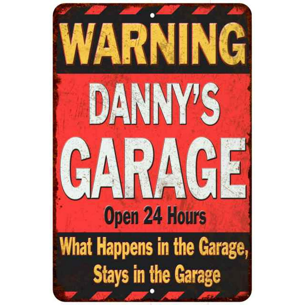 DANNY'S Garage Warning Man Cave Wall Decor 12x18 Metal Sign ...