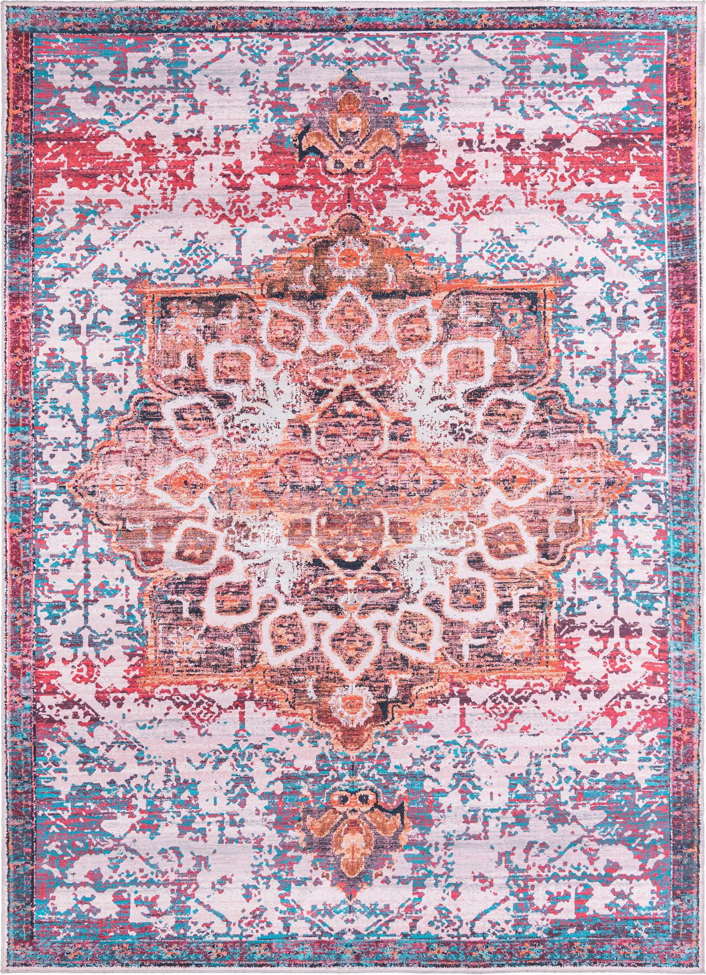 Rugs.com Francesca Collection Washable Rug – 10' x 14' Ivory Orange ...