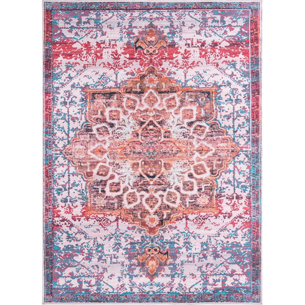 Rugs.com Francesca Collection Washable Rug – 10' x 14' Ivory Orange ...