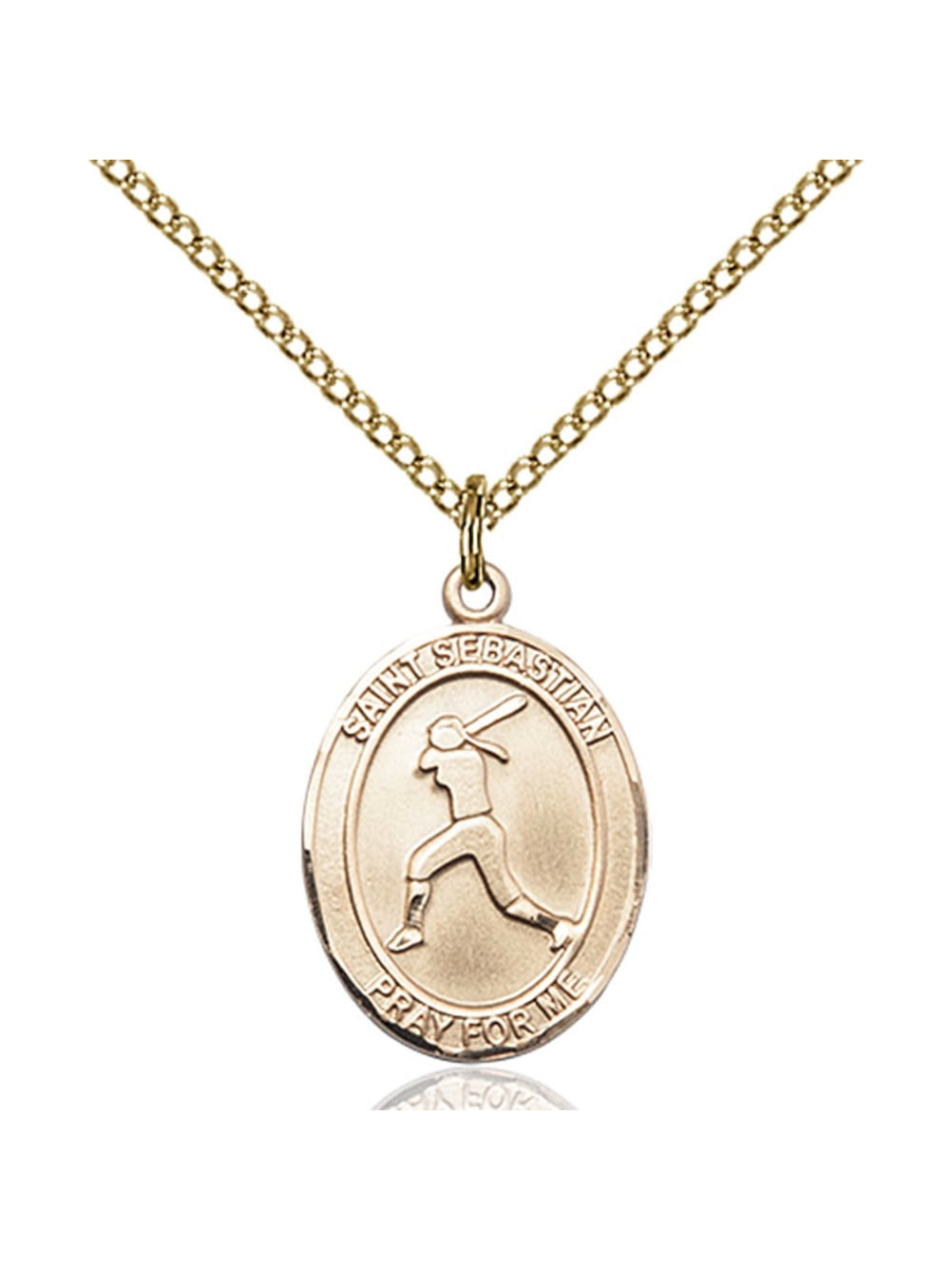 Gold Filled St. Sebastian / Softball Pendant 3/4 x 1/2 inches with Gold ...