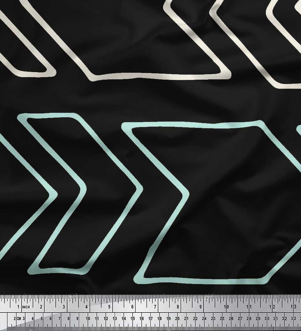 Soimoi Black Heavy Satin Fabric Arrow Symbol Printed Craft Fabric by ...