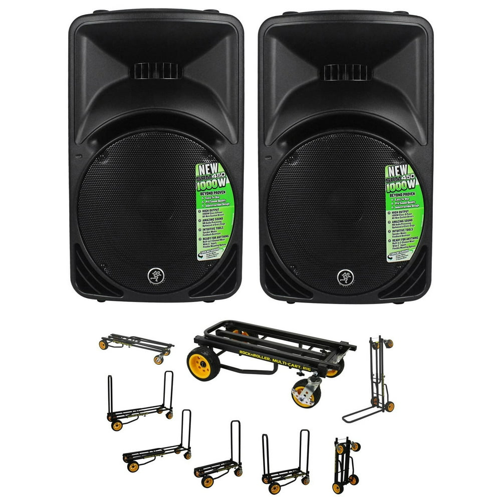 (2) Mackie SRM450V3 SRM450-V3 12" 1000 Watt Powered PA Speakers, with ...
