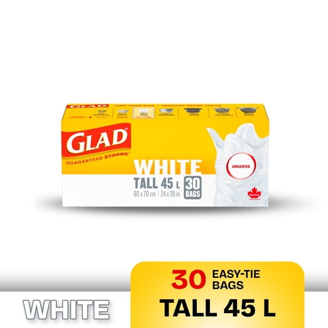 Click here for Glad White Garbage Bags - Tall 45 Litres - prices