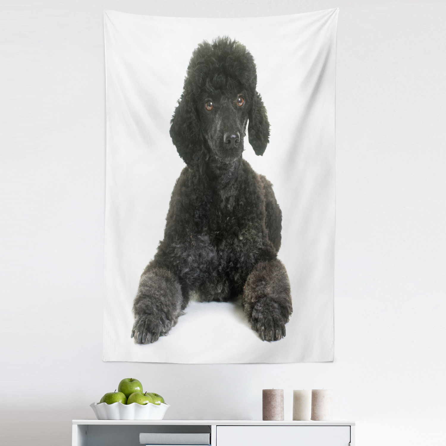 Poodle Tapestry, Fluffy on a Plain Background Animal Lover's Theme ...