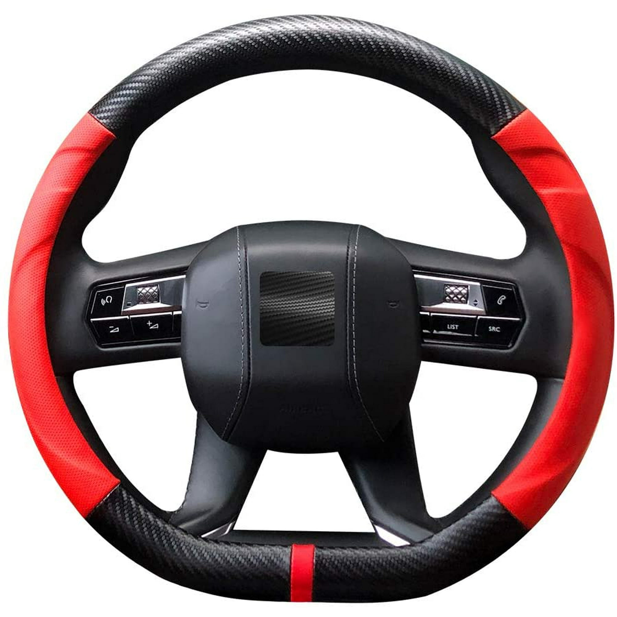 Car Steering Wheel Covers Anti Slip Grip D Shaped Leather Steering Wheel Cover Auto Interior Decoration Accessories Black Red Universal Steering Wheel Protection Cover Use for Standard 15 Inch Walmart...