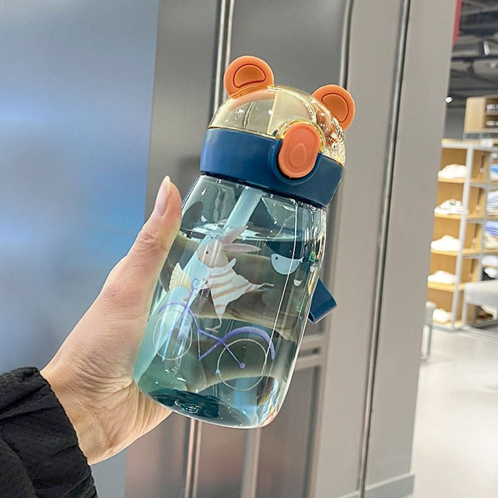 Portable Cute Cartoon Leakproof Cup With Straw Kids Water Bottle Water ...