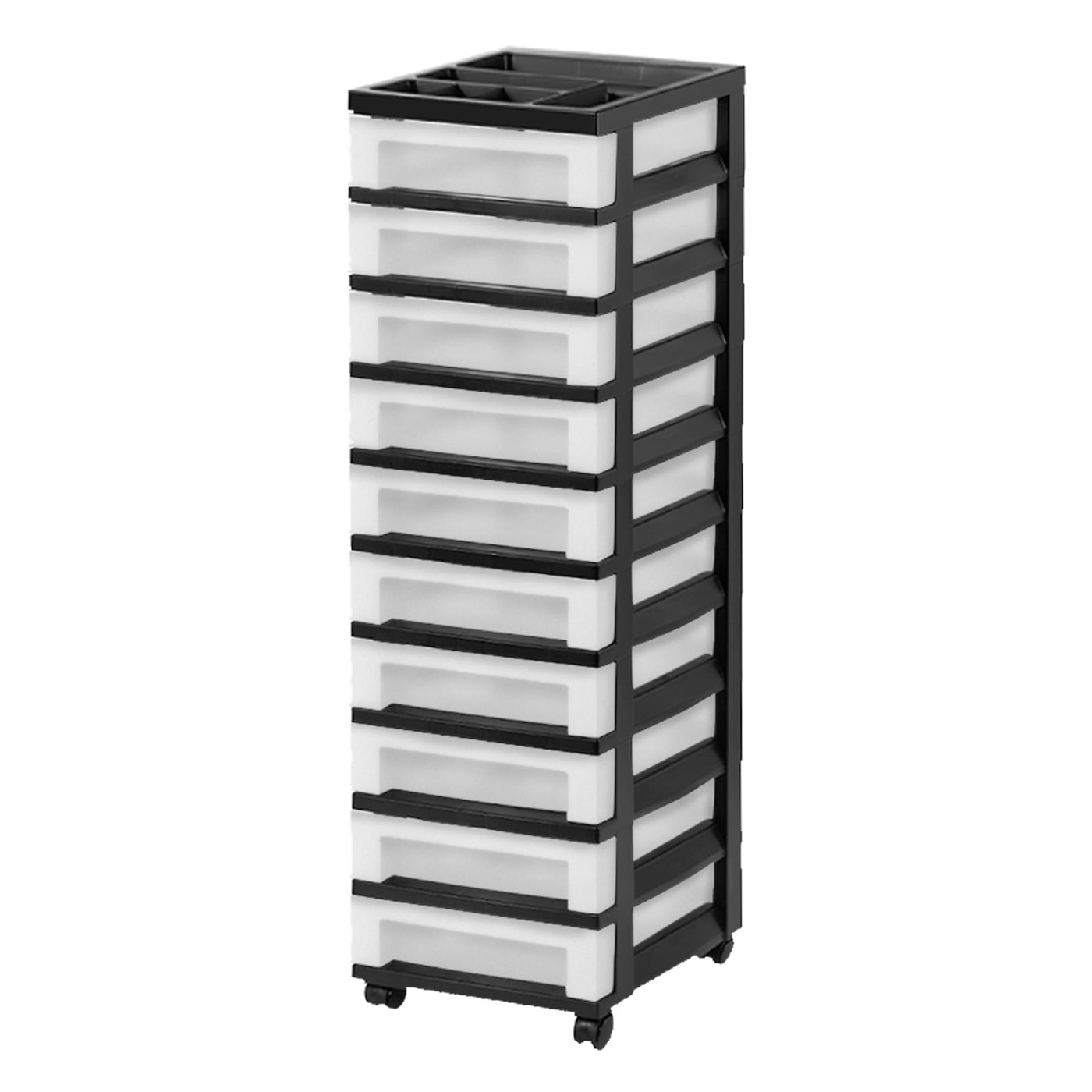 IRIS USA 10-Drawer Storage Cart with Organizer Top, Black - Walmart.com