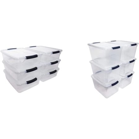 Cleverstore Clear 16 QT Pack of 6 Stackable Plastic Storage Containers ...