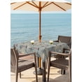 Blue Grey Nautical Square Outdoor Tablecloth with Umbrella Hole Vintage ...