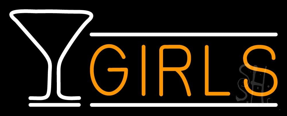 Martini Glass Girls 1 LED Neon Sign 13 x 32 - inches, Clear Edge Cut ...