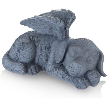Angel with Dog Statue Pet Dog Memorial Statue Indoor Outdoor Home ...