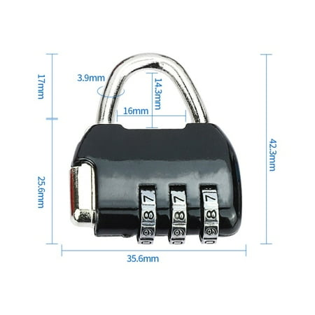 3 Digit Dial Combination Code Number Lock Padlock For Luggage Zipper ...