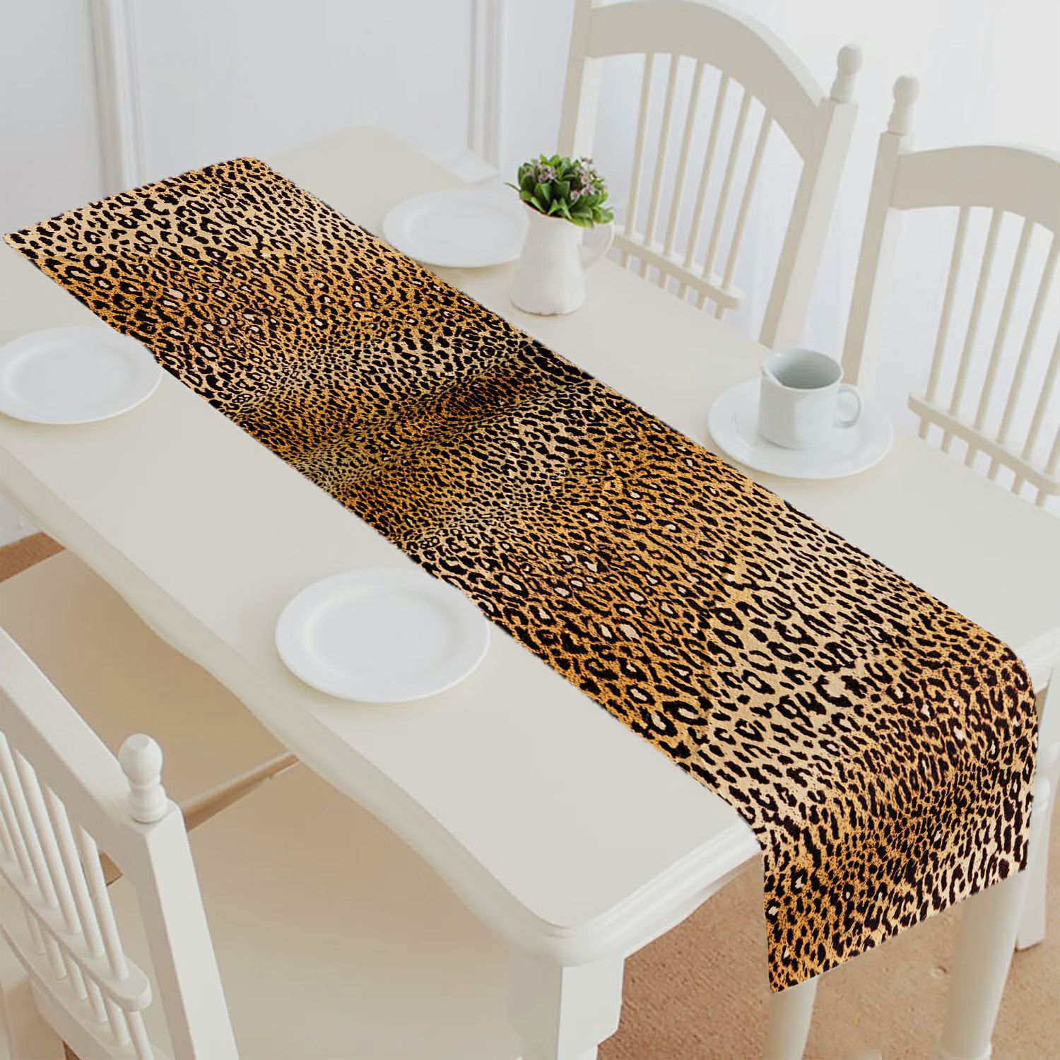 ABPHQTO Leopard Table Runner Placemat Tablecloth For Home Decor 14x72 ...