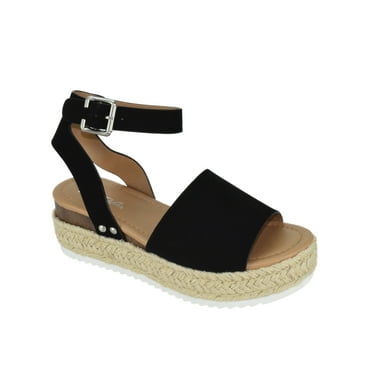 City Classified Women Wedge Sandals Open Toe Ankle Strap Flatform Espadrilles Platform LUTHOR-S ...