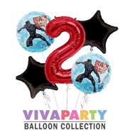 Black Panther Round Balloon Bouquet 5 pc, 8th Birthday, Red Number 8 ...