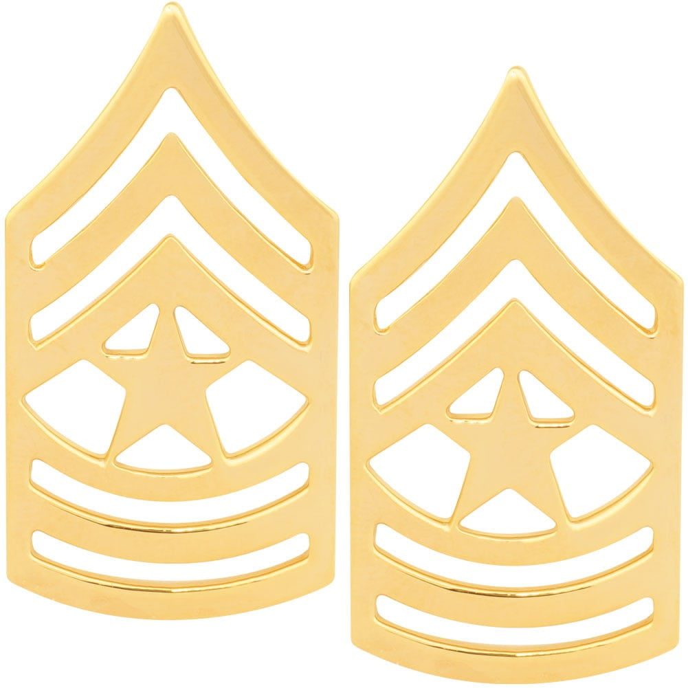 Army Chevron Rank Gold Plated: Enlisted Sergeant Major E-9 Pair ...