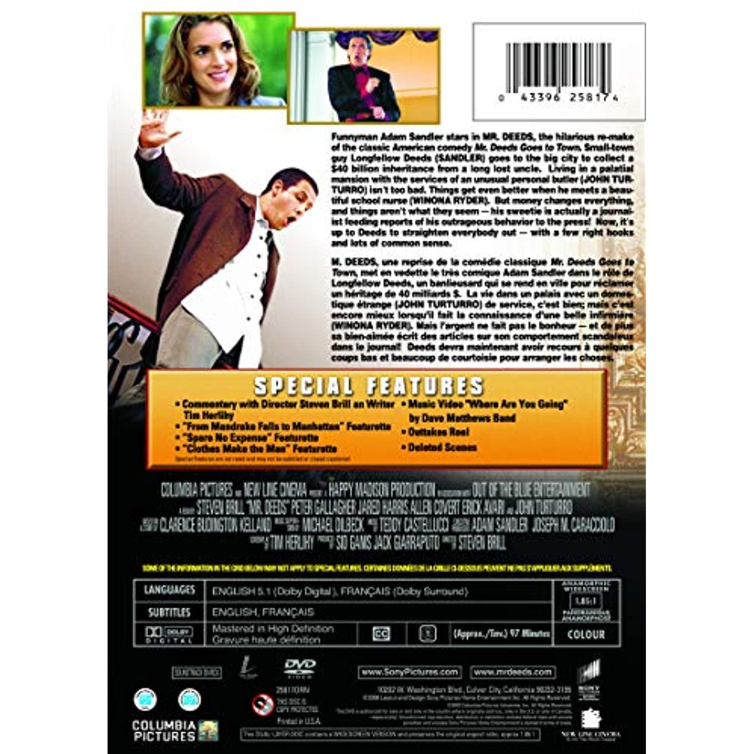 MR. DEEDS [DVD] [CANADIAN; SPECIAL EDITION; FRENCH] - Walmart.com