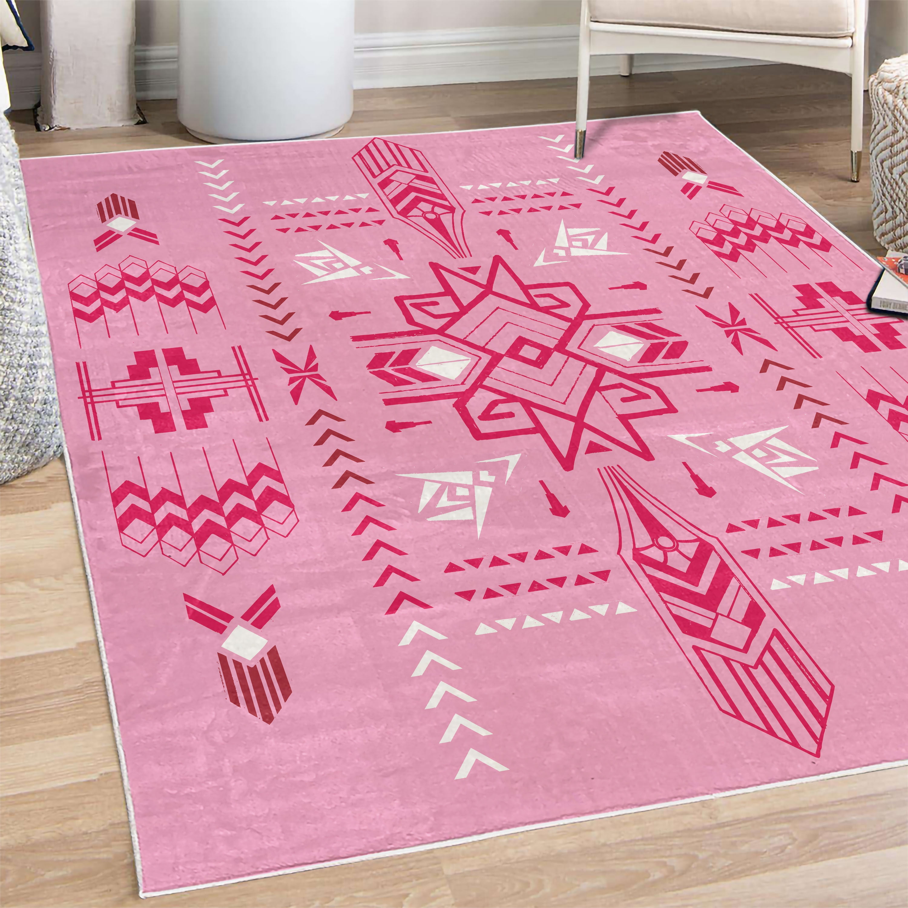 Geometric Decorative Rug, Tribal Hand Drawn Vintage Aztec Background in ...