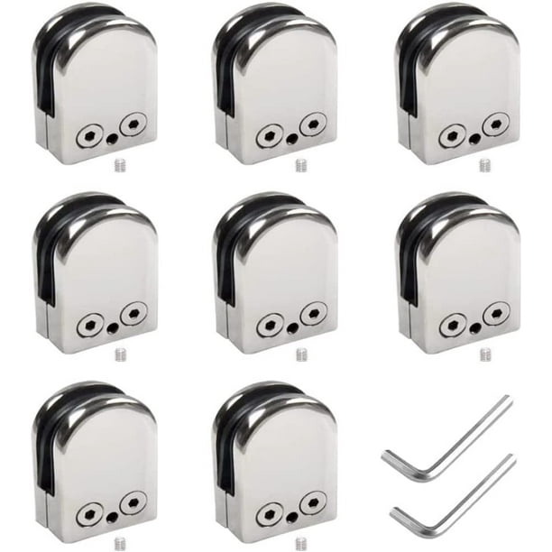8 Pieces Glass Clamps, Stainless Steel Glass Holder Polished Flat Back ...