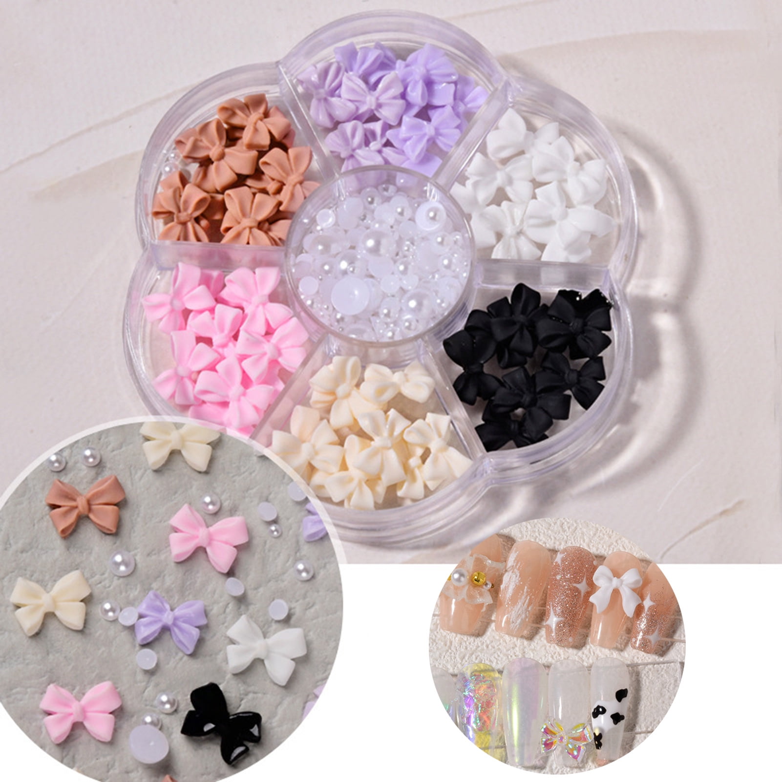 opvise 1 Box Nail Decals Cute 3D Effect Resin Nails Aurora Rhinestone ...
