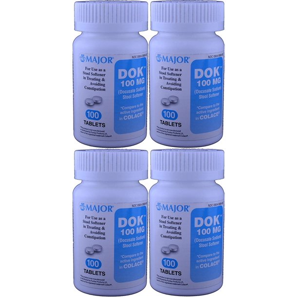 Major Docusate Sodium 100 mg 100 Tabs (4 Bottles of 100) - Walmart.com