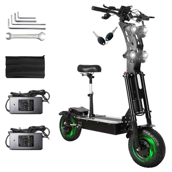 72V 6000W Off-Road Electric Scooter, 55MPH, 11 Inch Wheel, Hydraulic ...