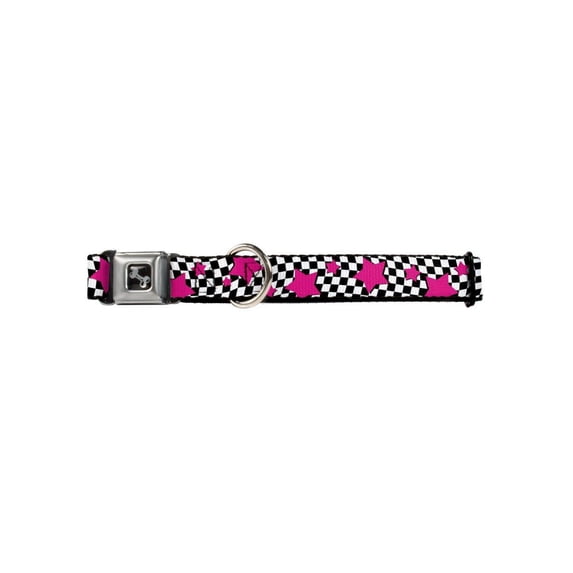 Buckle-Down Pet Collar, Dog Collar Metal Seatbelt Buckle, Checker Stars ...