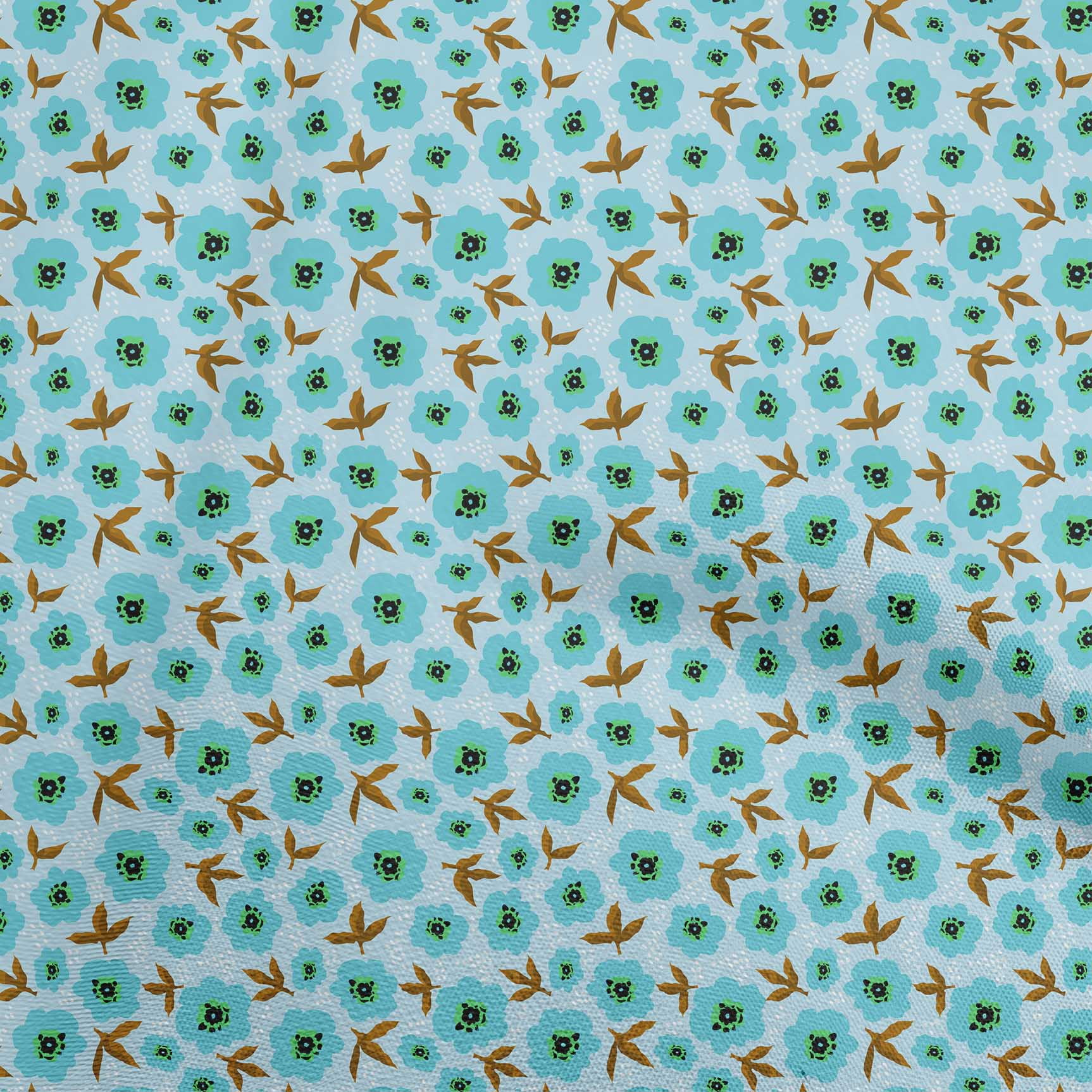 oneOone Viscose Chiffon Light Blue Fabric Floral Retro Diy Clothing ...