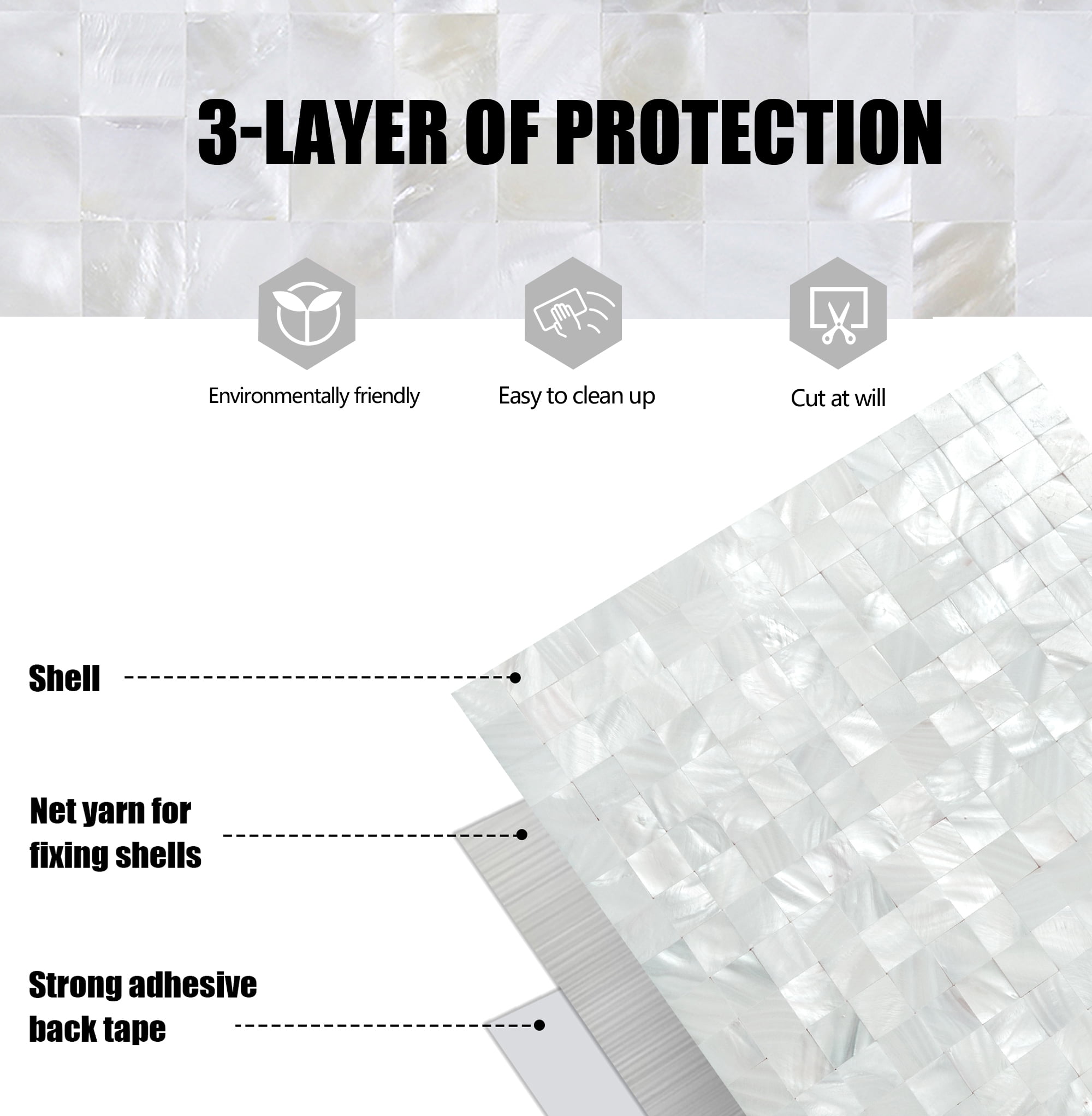 Buy KASARO Wall Tile Peel and Stick Mosaic Shell Backsplash Decor for ...