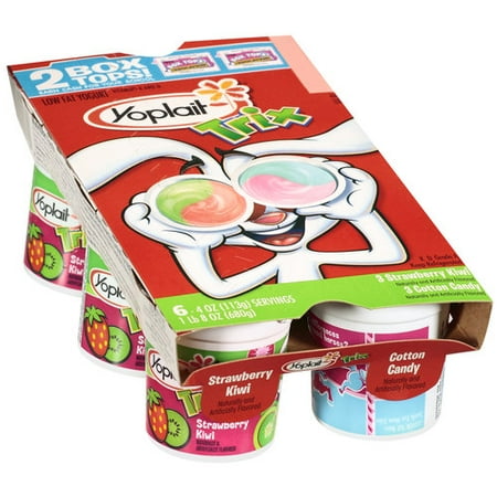 Yoplait Trix Strawberry Kiwi/Cotton Candy Yogurt, 4 oz, 6pk - Walmart.com