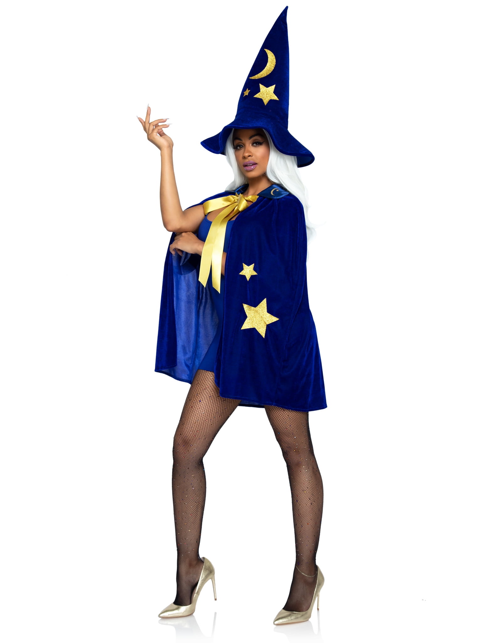 Leg Avenue Velvet Moon Stars Cape Costume Accessories, with Wizard Hat ...