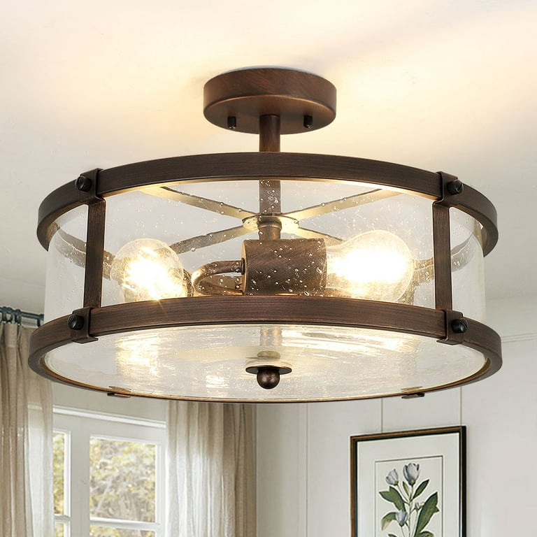 Modern Glass Fluorescent Flush Kitchen Ceiling Light | Shelly Lighting