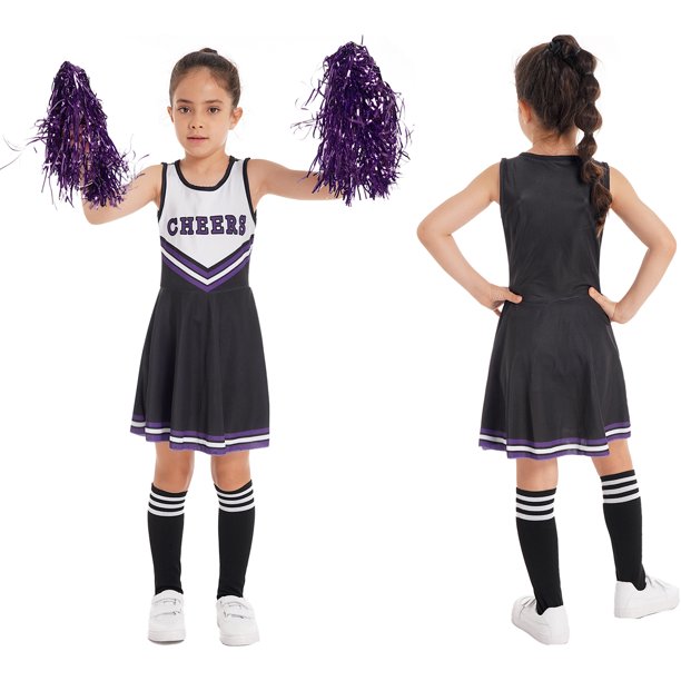 TiaoBug Kids Girls Cheerleading Costume Tank Pleated Dress Knee High ...